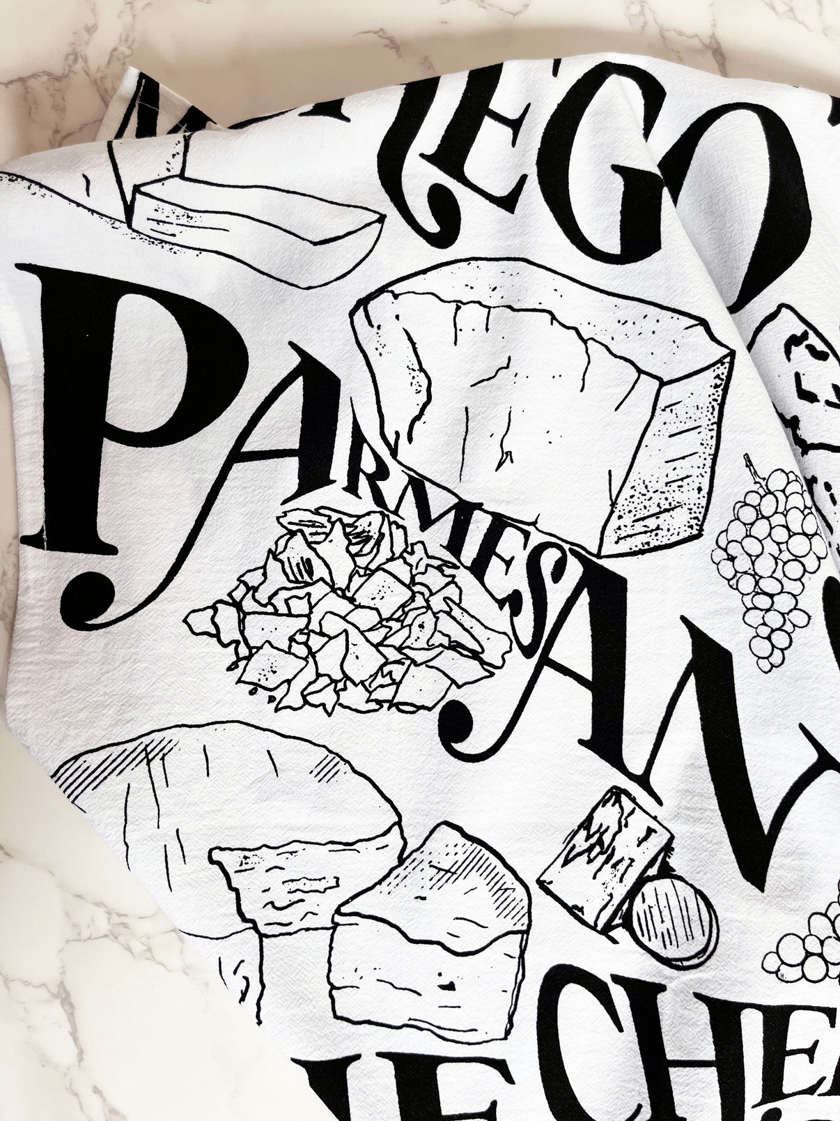 Cheese Types Illustrated Cotton Kitchen Towel – The Coin Laundry Print Shop